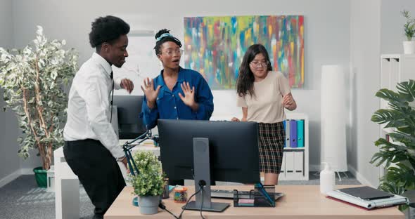 Dance at Work Office Break From Duties Company Party Two Girls and a ...