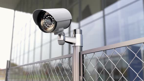Security Camera and Chainlink Fence at the Restricted Area and ...