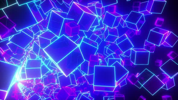 Neon Cubic Abstraction, Motion Graphics | VideoHive