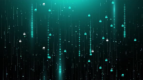 Cyber Security Binary Matrix Digital Background Animation, Motion Graphics