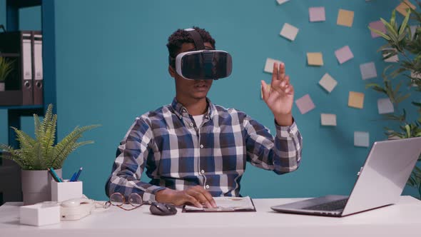 Millennial Man Using Vr Glasses with 3d Visual Simulation, Stock Footage