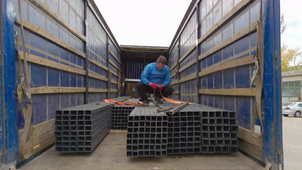 Man Loading Metal, Stock Footage | VideoHive