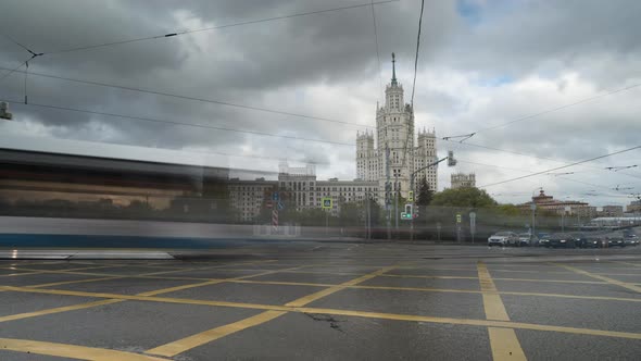 view of the Stalin high-rise in Moscow, Stock Footage | VideoHive