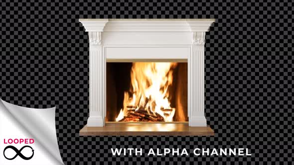 Fireplace Loop / With Alpha Channel , Motion Graphics | VideoHive