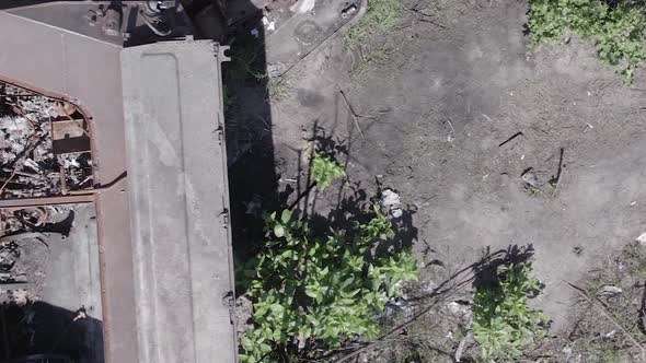 Vertical Video of Ukraine in the War Burnt Out Tank, Stock Footage