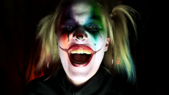 Crazy Clown Halloween Laughs Terribly, Stock Footage | VideoHive