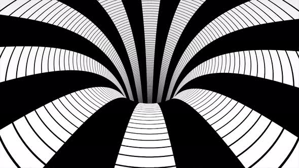 Abstract motion animation in a black and white tunnel, Motion Graphics