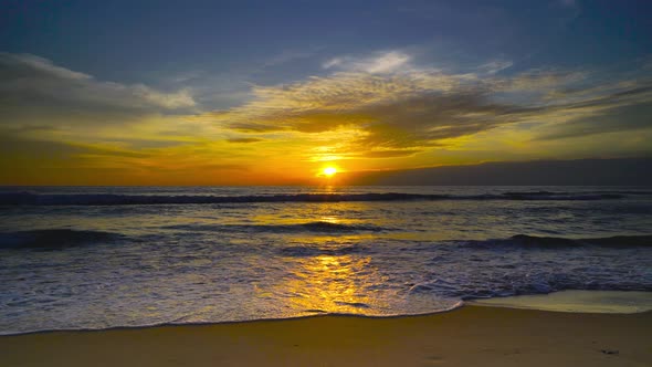 Scene of Colorful romantic.Beach sea sand and sunset., Stock Footage