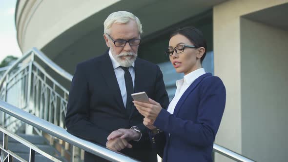 Young Beautiful Secretary Noticing Her Old Boss Flirting, Awkward ...