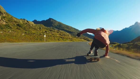 Cinematic downhill longboard session, Stock Footage | VideoHive