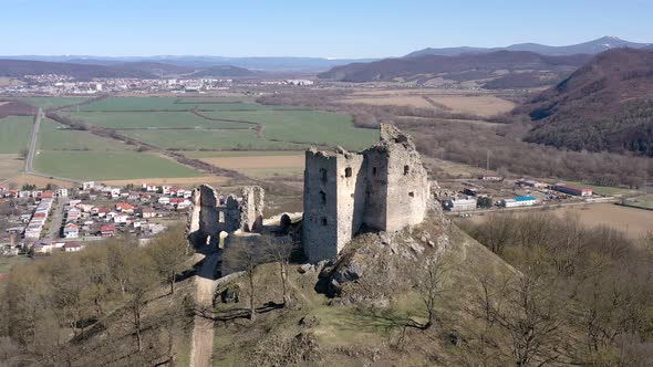 Aerial view of castle in Brekov village in Slovakia, Stock Footage